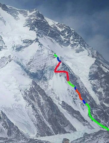 current K2 route on the Cesen Colors show progress from each rotation ...